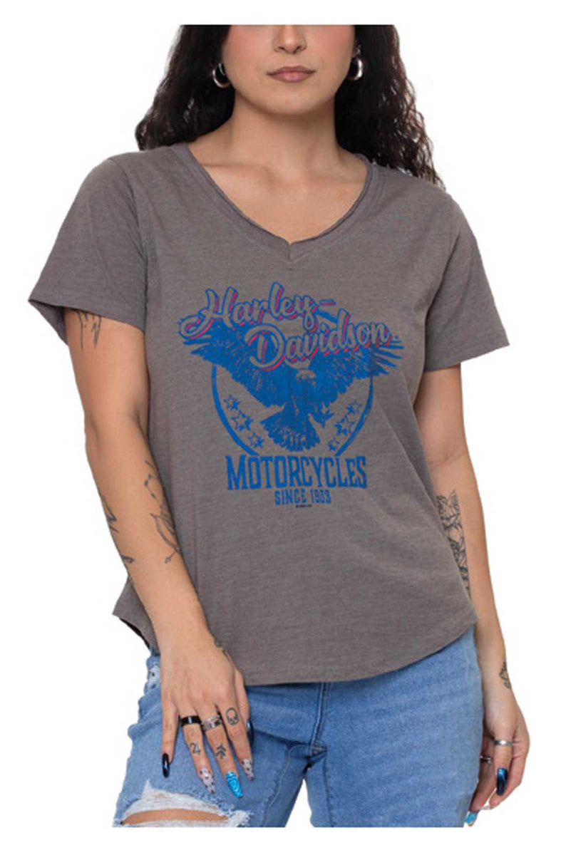 Harley-Davidson® Women's Feud Notched V-Neck Short Sleeve Tee - Charco ...